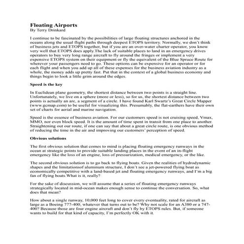 Floating Airports Terry Drinkard | PDF
