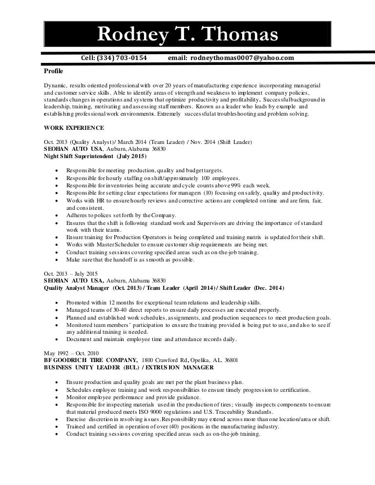 Rodney THOMAS (REUME FOR 2015)