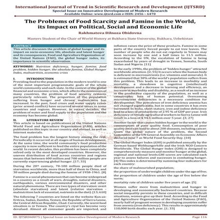 The Problems of Food Scarcity and Famine in the World, its Impact on ...