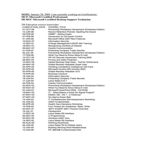 3 M Education Courses Transcripts | DOC | Operating Systems | Computer ...