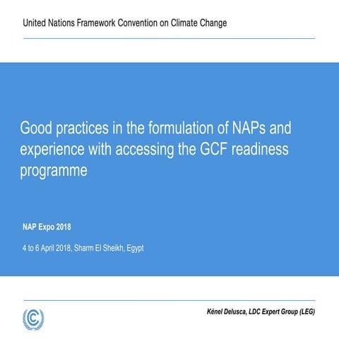 3a.1 Good practices in the formulation of NAPs and experience with ...