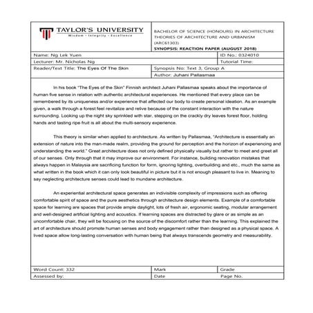 Reader 3A: The Eyes Of The Skin | PDF