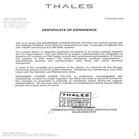 Exp cert Thales ATM | PDF