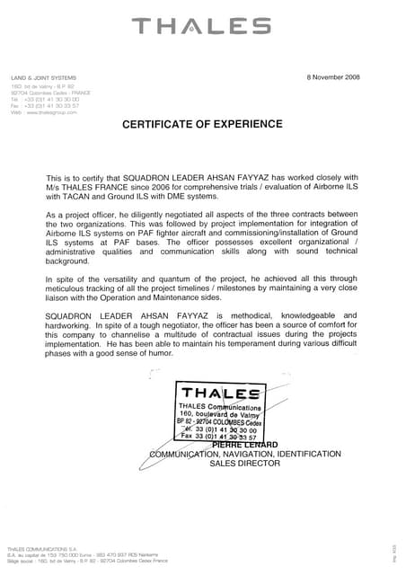 Exp Cert Thales Germany | PDF