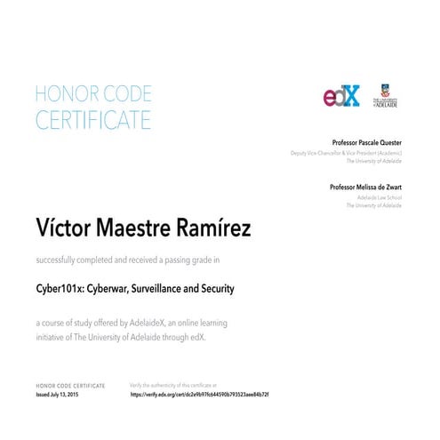 Cyberwar, Surveillance and Security Certificate | PDF