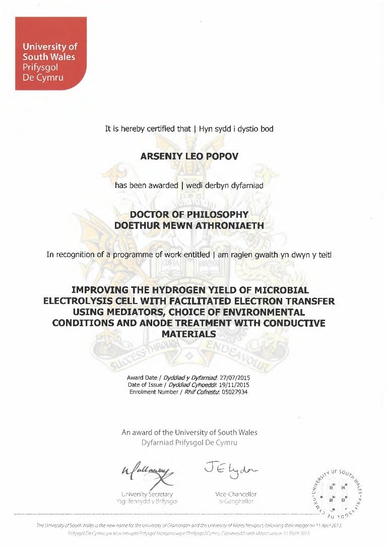 Phd Degree Certificate Sample