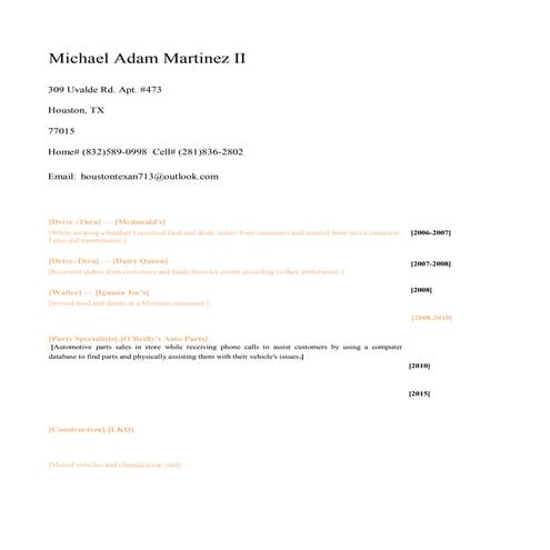 Resume 16' | PDF | Food & Drink