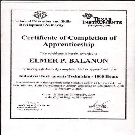 texas instrument certificate | PDF