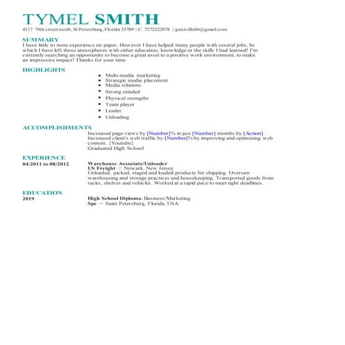 Tymel Smith Resume 1 | DOCX