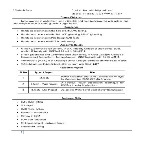 Mahesh Babu _ Resume | PDF