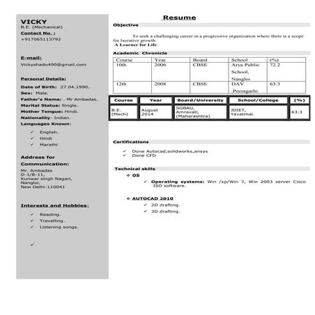 vicky resume | DOC | Technology & Computing