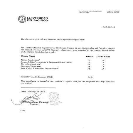 provisional transcript - Lima | PDF