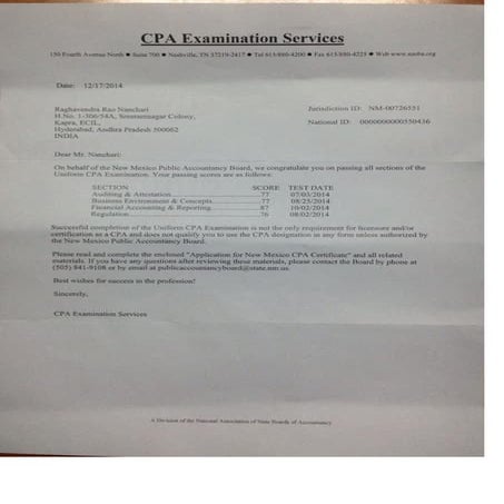 CPA Pass Certificate | PDF