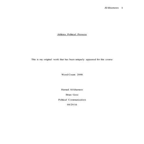 Hamad Al-khamees, Athletes Political Prowess | DOCX | Boxing | Sports