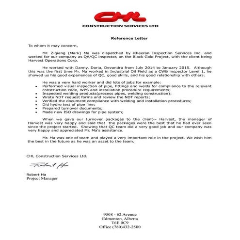 Ziqiang Ma - Reference Letter2015 | PDF