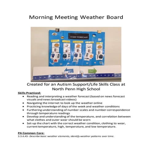 Morning Meeting Weather Board | DOCX