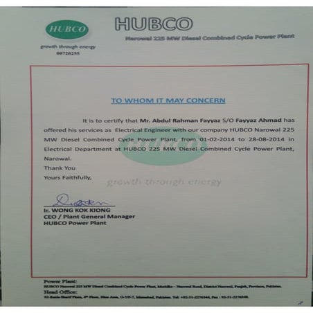 Experience HUBCO Power plant | PDF