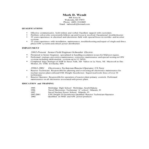 Mark Wendt Resume 2015 | DOCX