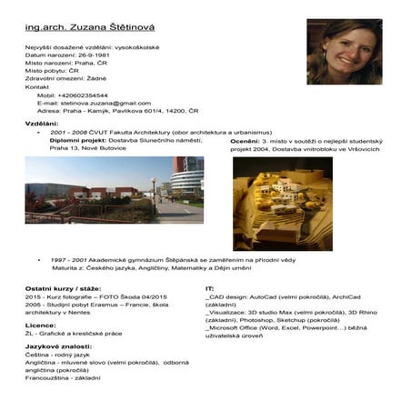 ing.arch. Zuzana Štetinová - CV+portfolio (CZ) | PDF