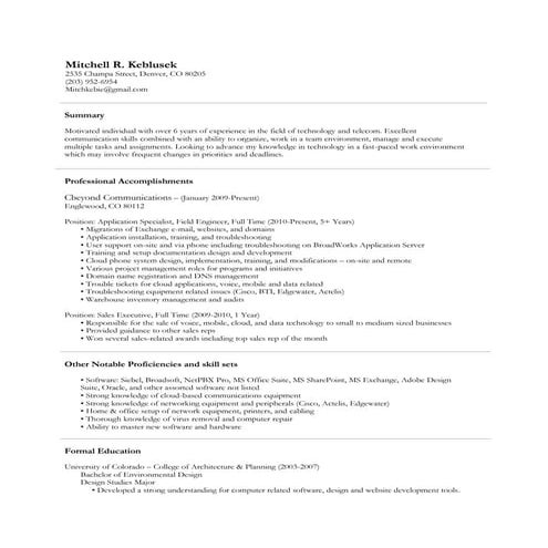 Mitchell Keblusek - Resume | PDF