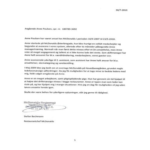 Anbefaling McDonald's | PDF