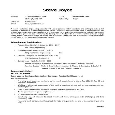 Steve Joyce CV | PDF
