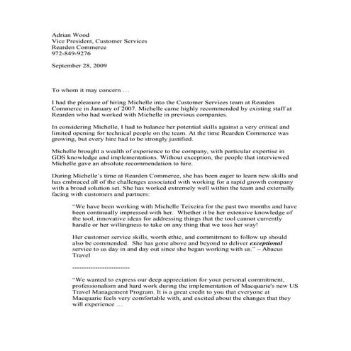 Letter of Recomendation Tasha Wood | PDF