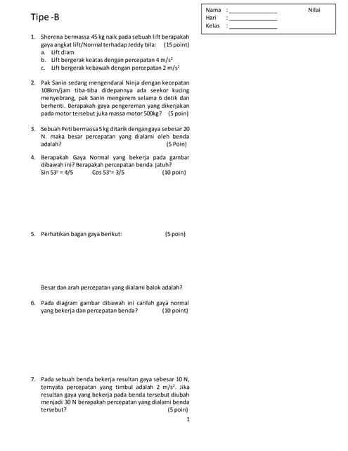 Soal ulangan harian bab ii | PDF