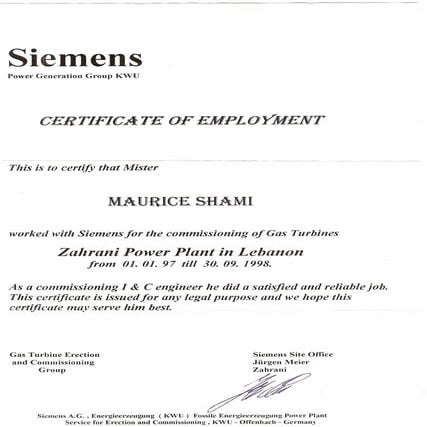 Siemens certificate | PDF