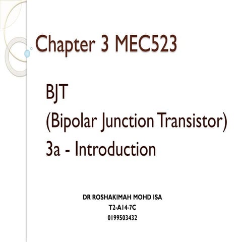 Bipolar Junction Transistor Introduction | PDF