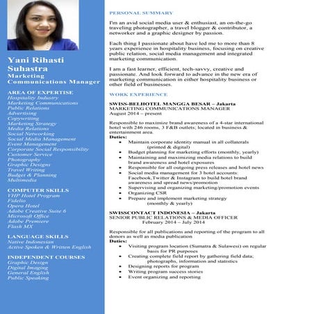 CV Aya 2015 | DOC | Marketing and Advertising | Business