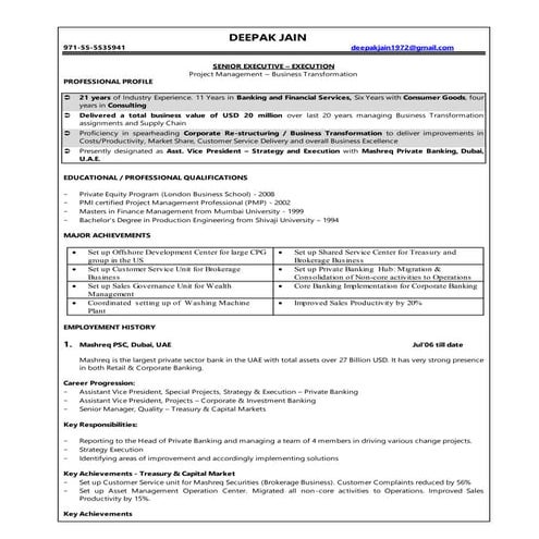 Deepak_Jain_12NOV15 | DOCX | Business Banking & Finance | Business