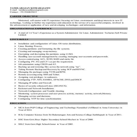 TAMILARASAN KOMARASAMY | DOCX | Operating Systems | Computer Software ...