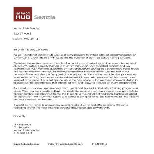 Letter of Recommendation, Wang | PDF