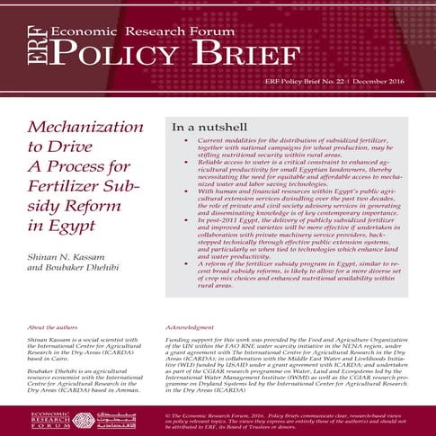 Kassam and Dhehibi (ERF policy brief 22) | PDF