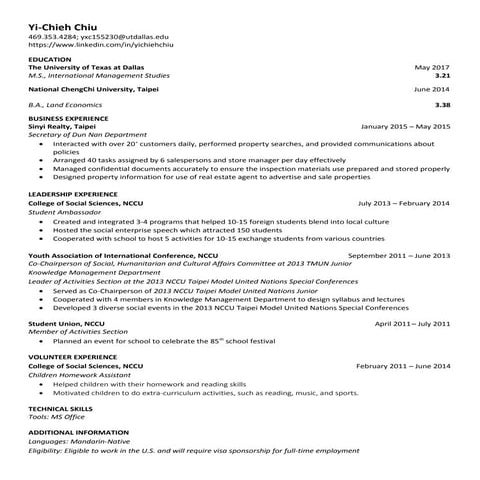 yi-chieh chiu resume | DOC