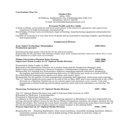 Steves CV | RTF