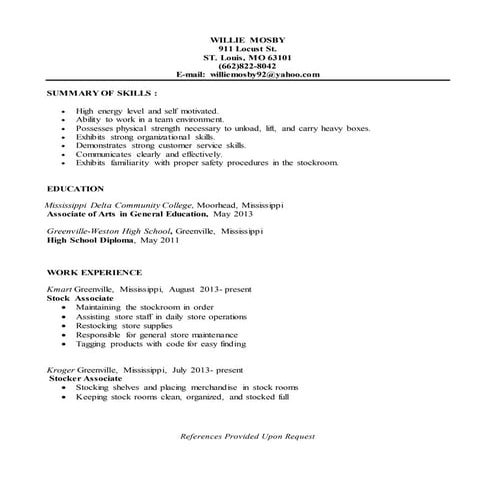 willie mosby resume | DOCX
