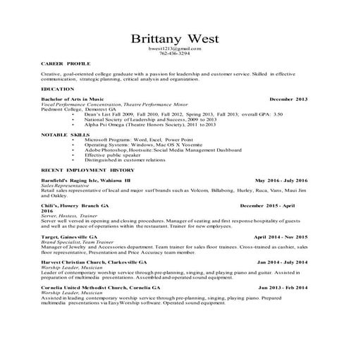 Rebecca Mahony Resume | PDF