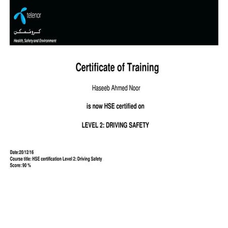 certificate HSE | PDF