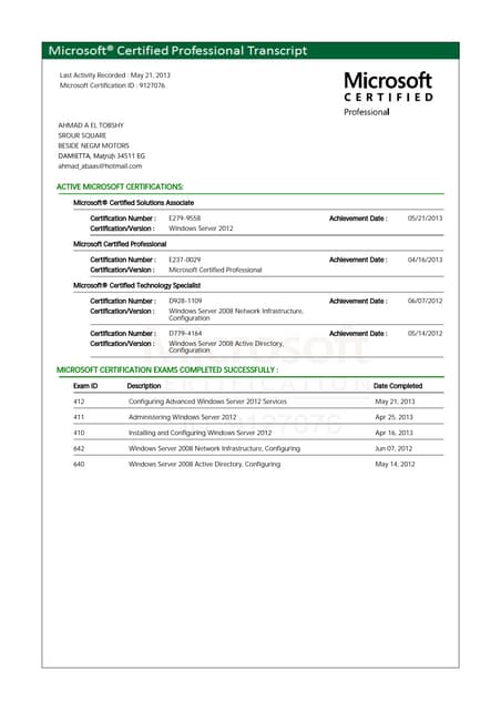 MS_Learning_Transcript | PDF | Computing | Technology & Computing