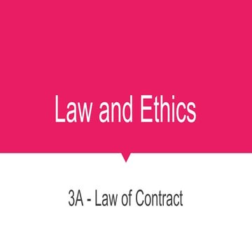 law and ethics 3a intro to contract law | PPT