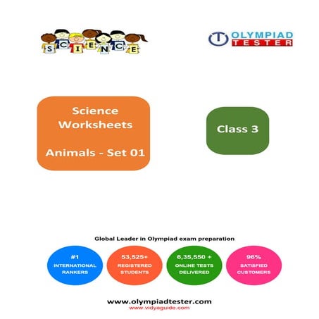 Class 3 Science Olympiad Sample paper on Animals - Set 01 | PDF