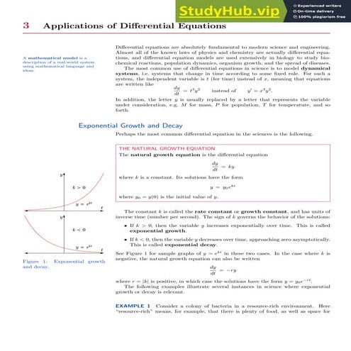 3 Applications Of Differential Equations | PDF | Chemistry | Science
