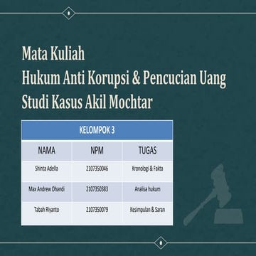 hukum Anti korupsi & Pencucian uang studi kasus AKIL MOCHTAR_Kelompok 3.pptx