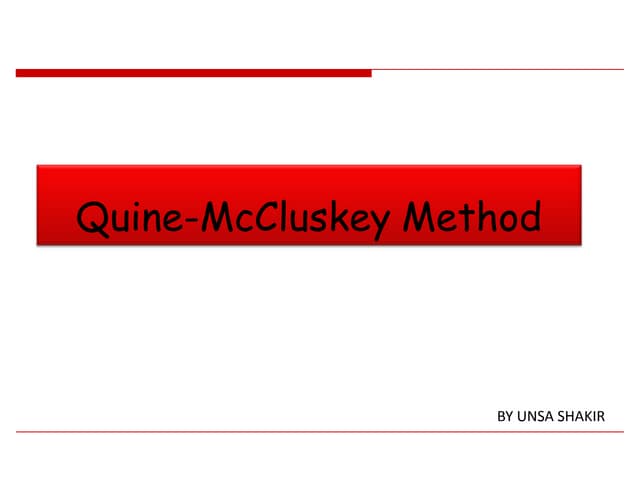 Quine mccluskey method | PDF