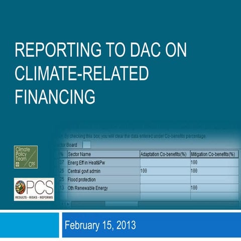 World Bank - Reporting to DAC on Climate-related Financing | PPT