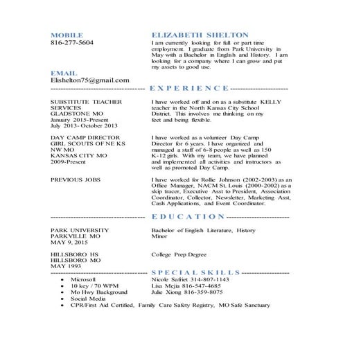 Kathryn Plantinga's resume 2015 | DOC