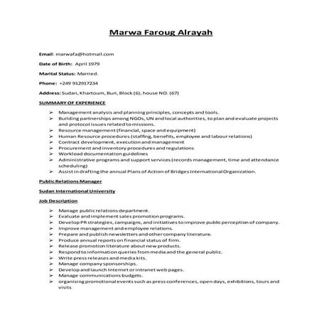 marwa cv final | DOCX | Human Resources | Business