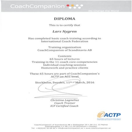 Coach Companion Diploma - ICF Basic Coach Training | PDF